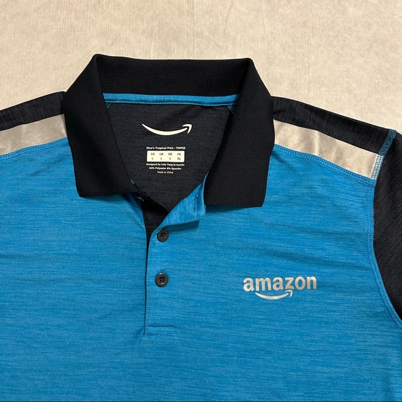 Amazon | Shirts | Amazon Blue Reflective Tropical Polo Delivery ...